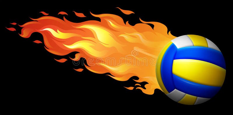 Flaming Volleyball on Black Stock Vector - Illustration of graphic ...