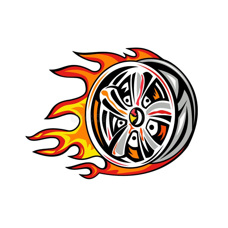 Flaming Tire On A Stylized Bronze Template Stock Vector - Illustration ...