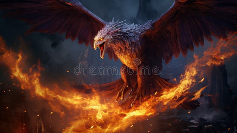 Flaming Wings: a Stunning Illustration of a Fiery Creature in Flight ...