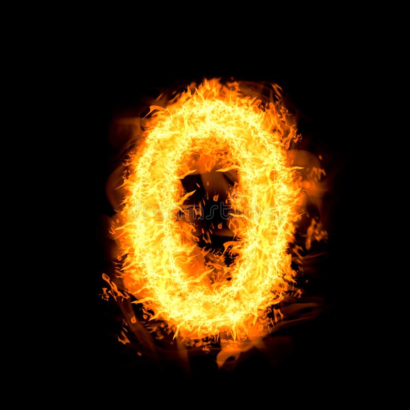 Flaming Zero on Black Background. Stylized Number Design Stock ...