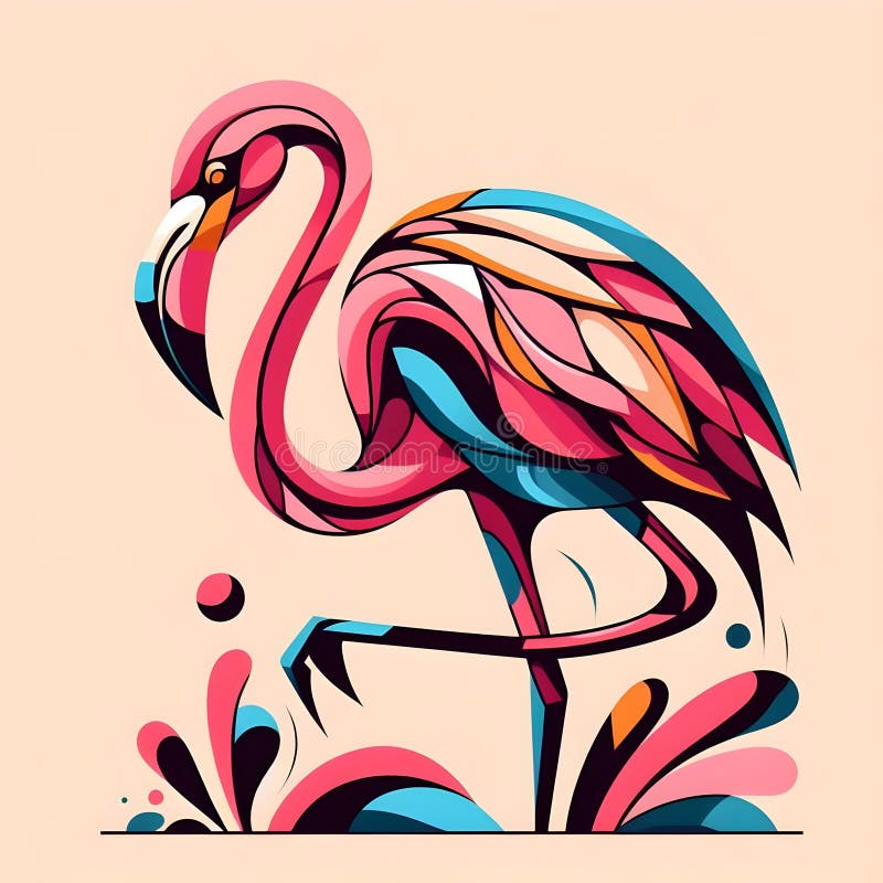 Flamingo Abstract Art Brut an Stock Illustration - Illustration of ...