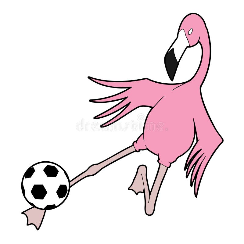 Flamingo Bird Playing Football Stock Vector - Illustration of flamingo ...