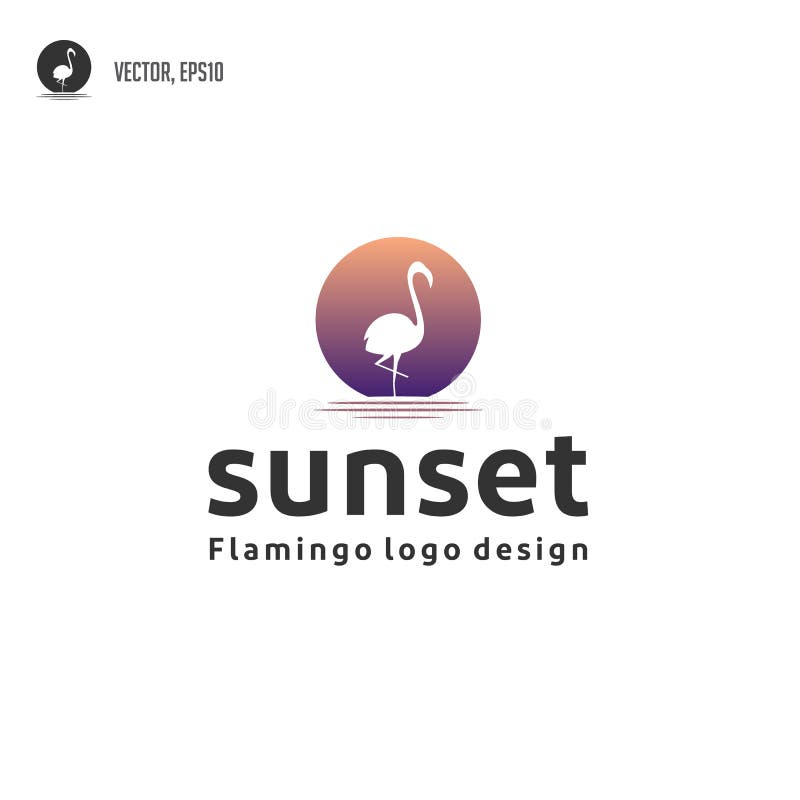 Flamingo Bird with Sunset Logo Design Stock Vector - Illustration of ...