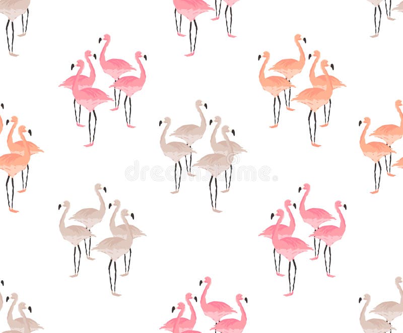 Flamingo Birds Seamless Pattern Stock Vector - Illustration of floral ...
