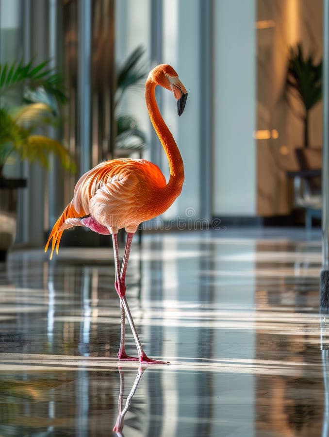 A Flamingo in a Corporate Lobby Symbolizing Grace and Poise in ...