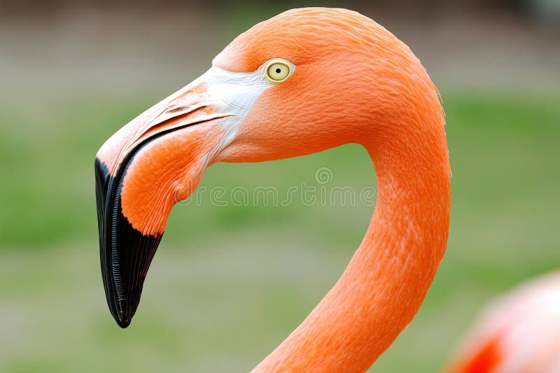 The Flamingo is Depicted in Soft-focus, with a Detailed Focus on Its ...
