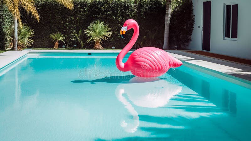 Flamingo Float in a Swimming Pool. Generative AI Stock Illustration ...