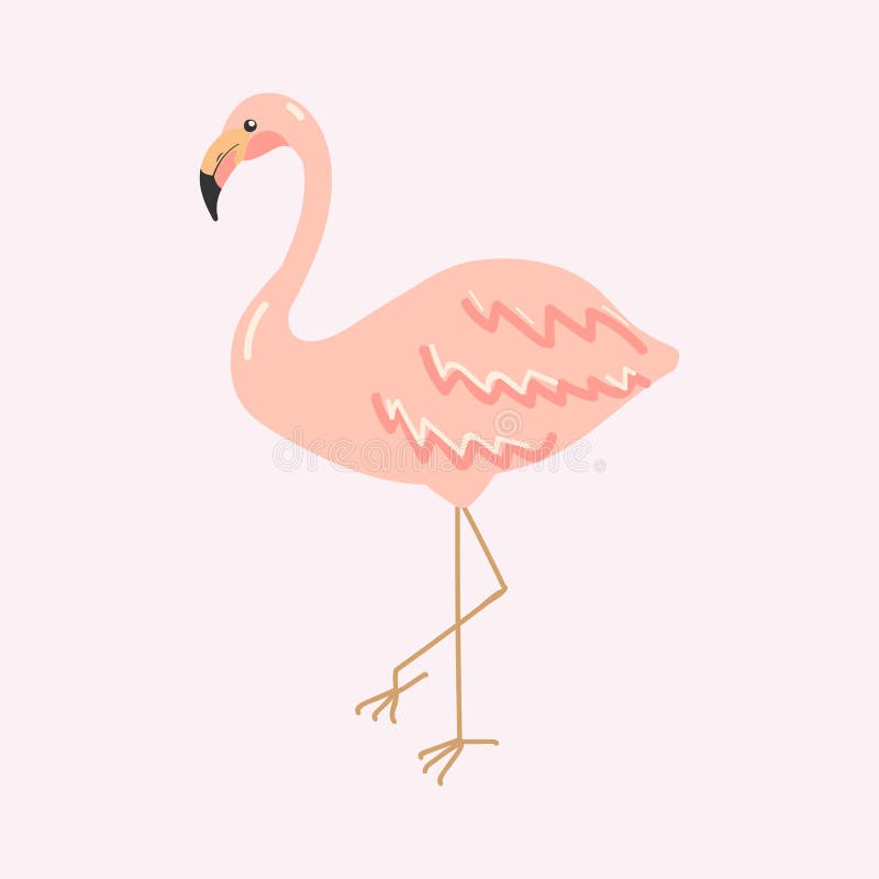 Flamingo. Hand Drawn Flamingo Isolated on Pink Stock Illustration ...