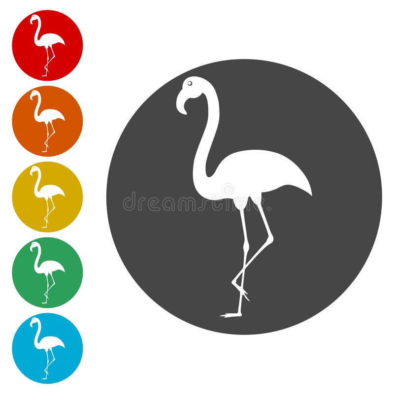 Flamingo icons 9 set stock vector. Illustration of bird - 96153723