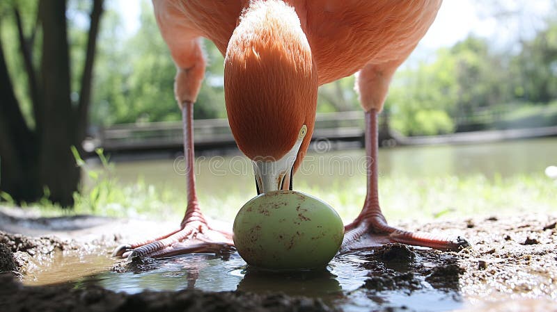 Flamingo Incubating Egg, Zoo, Spring, Water, Nest Stock Image - Image ...