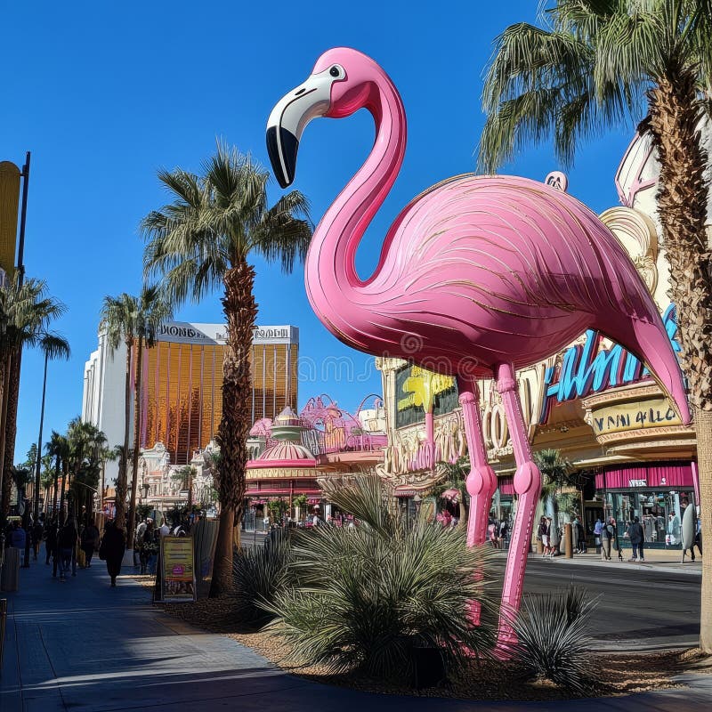 Flamingo in Las Vegas Strip. Stock Illustration - Illustration of bird ...