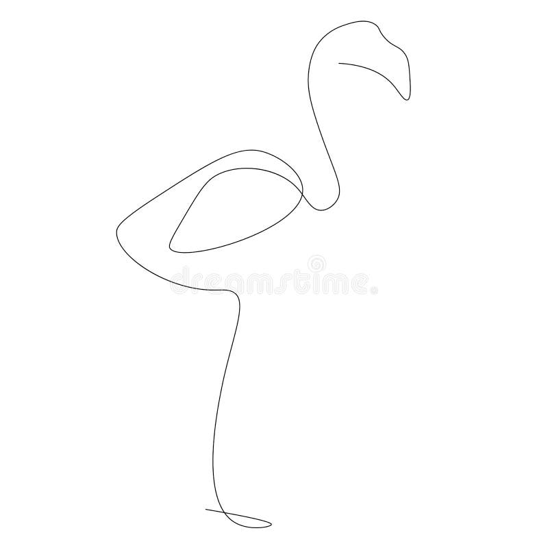 Flamingo One Line Drawing. Continuous Single Hand Drawn Summer Symbol ...