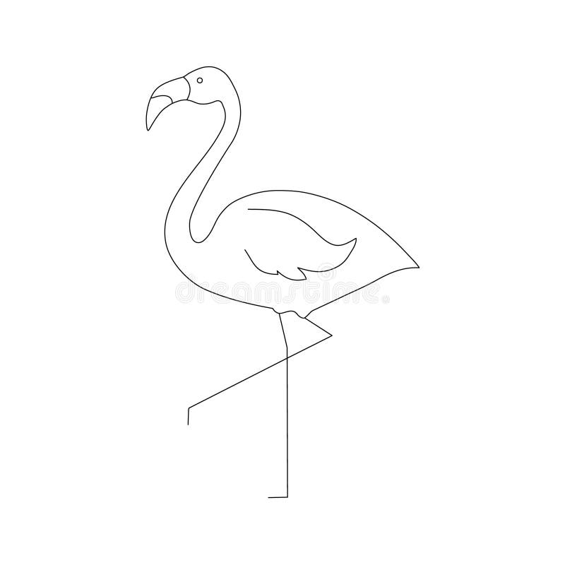 Flamingo One Line Drawing. Continuous Single Hand Drawn Summer Symbol ...