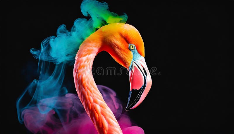 A Flamingo Made of Colorful Smoke Stock Illustration - Illustration of ...