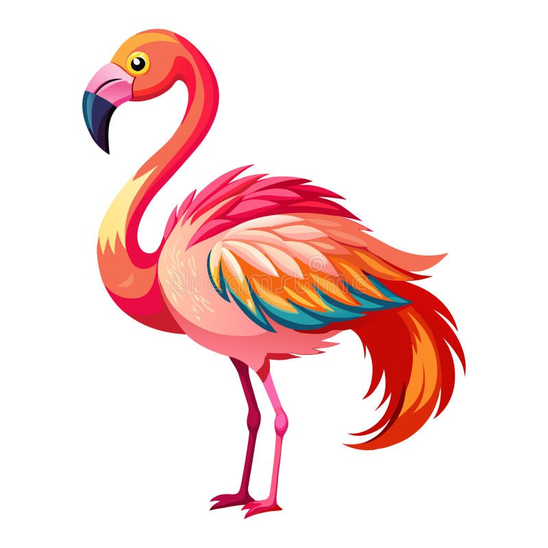 Flamingo Mascot Vector Sticker Design Stock Vector - Illustration of ...