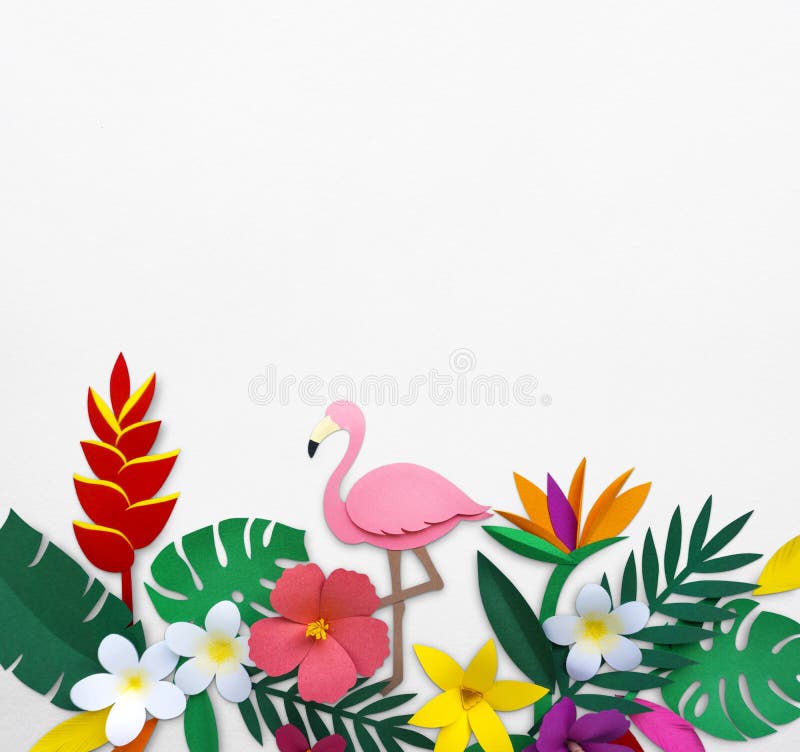 Flamingo Nature Papercraft Leaves Plants Stock Image - Image of ...