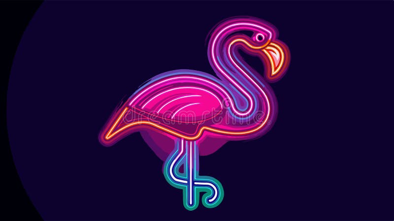 Flamingo neon light with stock vector. Illustration of animal - 343093858