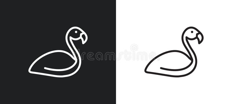Flamingo Outline Icon in White and Black Colors. Flamingo Flat Vector Icon from Animals ...