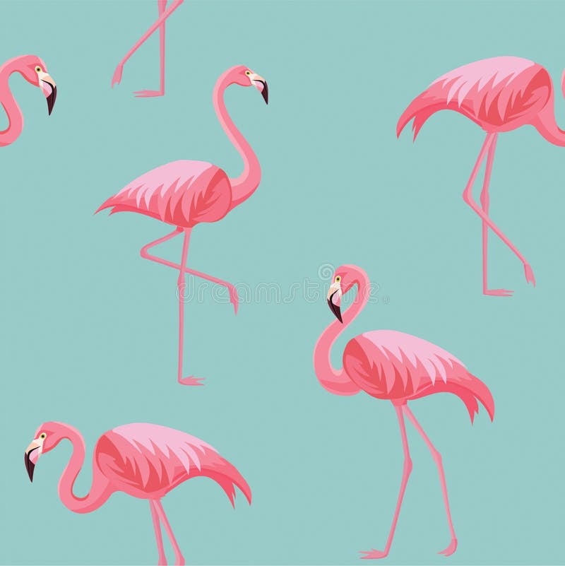 Pattern Of Flamingos And Exotic Flowes Stock Vector - Illustration of ...
