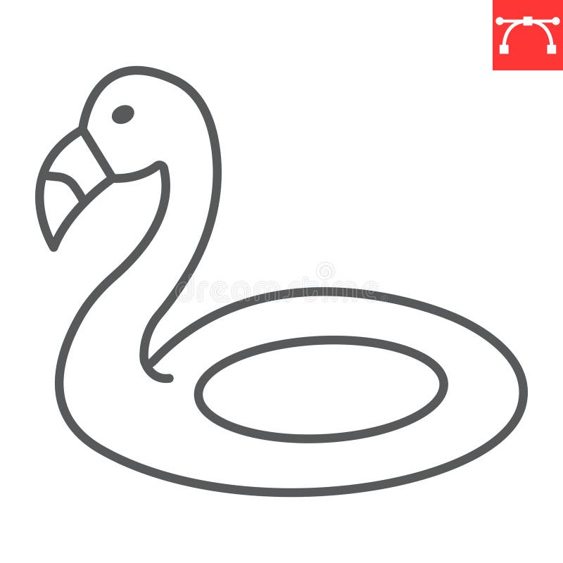 Flamingo Pool Float Line Icon Stock Vector - Illustration of vector ...