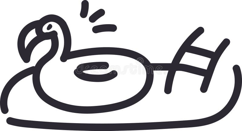Flamingo Pool Ring Doodle vektor abbildung. Illustration von getrennt ...