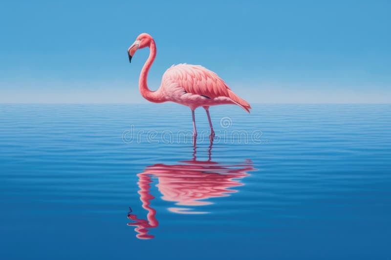 Flamingo Reflection on a Calm Water Surface Stock Illustration ...