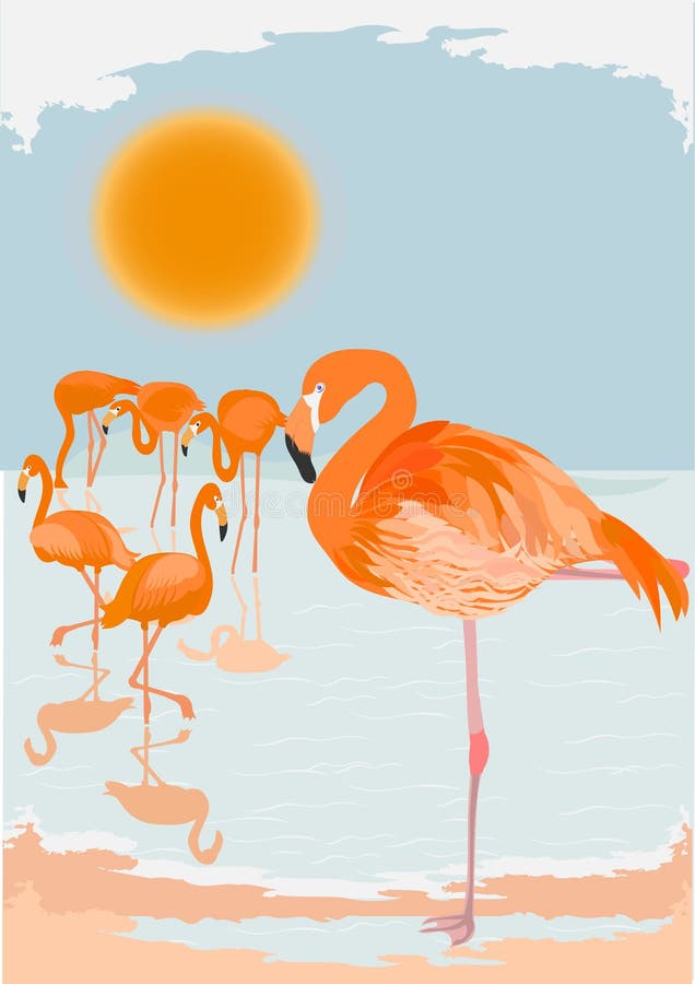 Flamingos date - 3D render stock illustration. Illustration of national ...