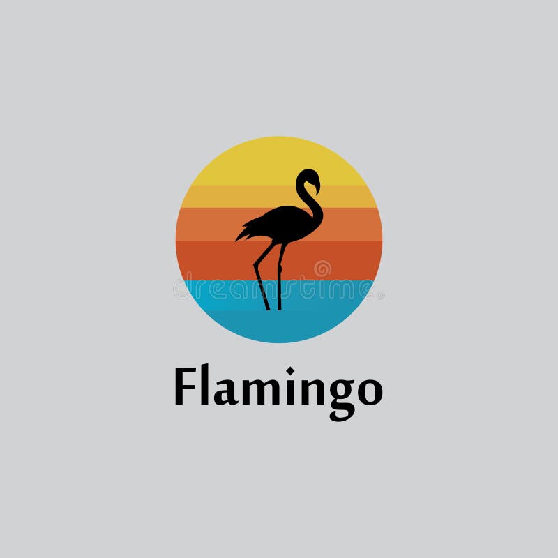 Flamingo Silhouette Scene at Sunset Logo Design Vector Stock Vector ...