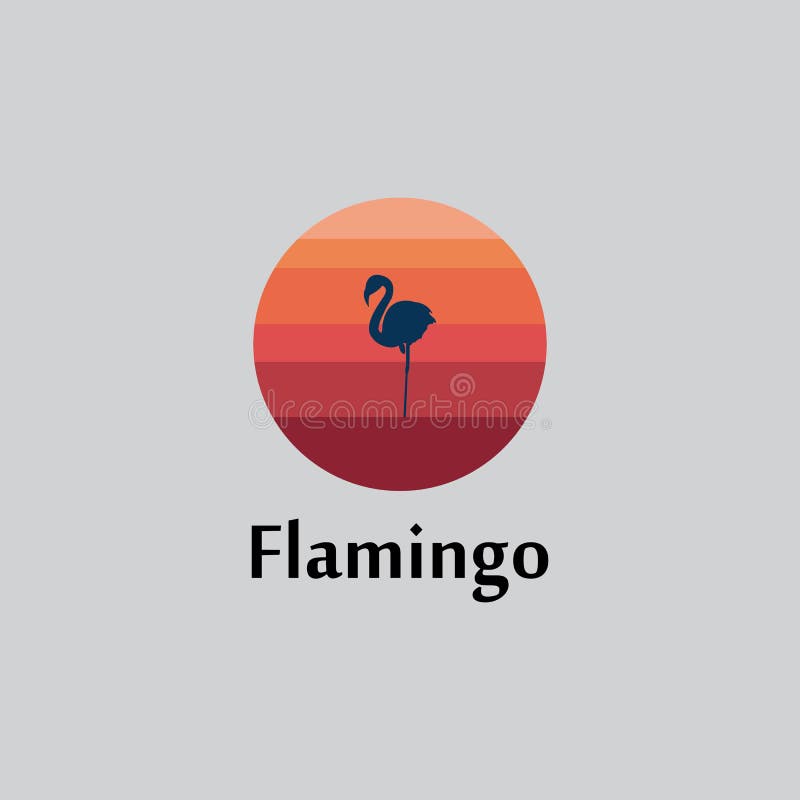 Flamingo Silhouette Scene at Sunset Logo Design Vector Stock Vector ...