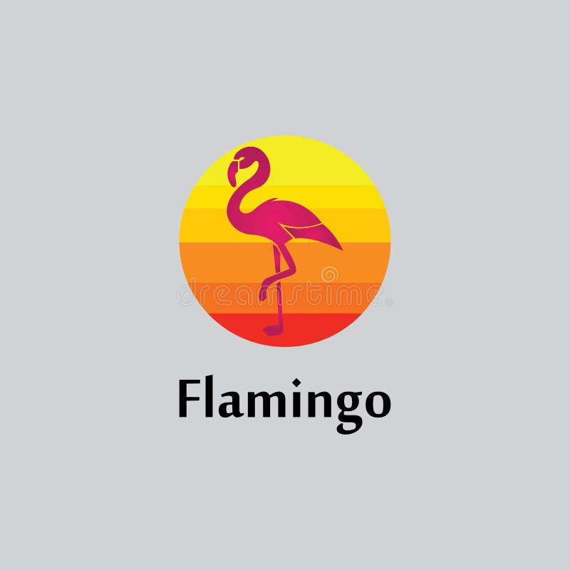 Flamingo Silhouette Scene at Sunset Logo Design Vector Stock Vector ...