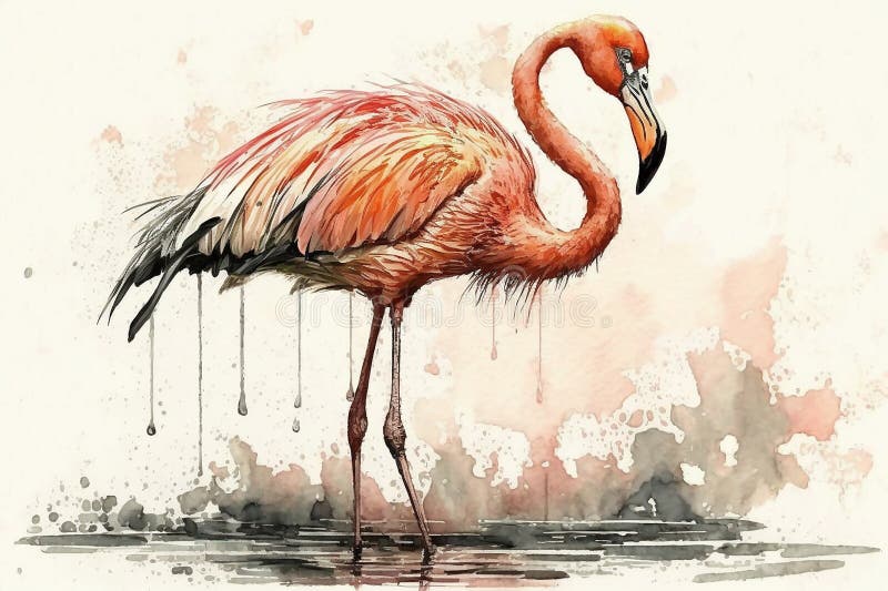 Flamingo Standing on One Leg Stock Illustration - Illustration of color ...
