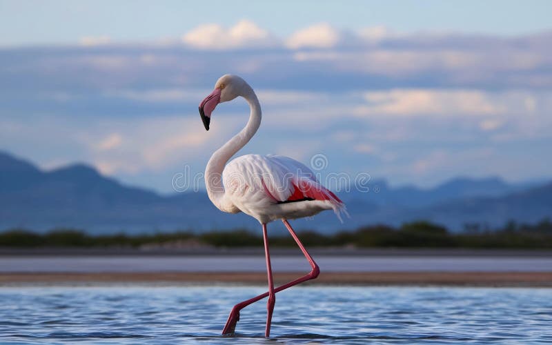 A Flamingo Standing Tall in Shallow Water Stock Illustration ...