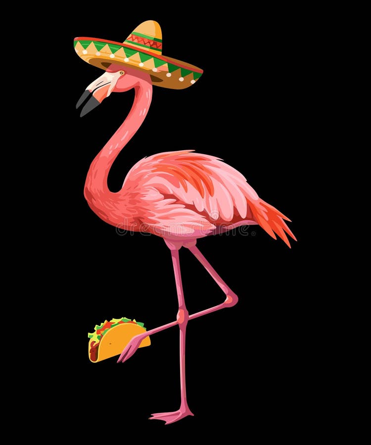 Flamingo Taco Cinco De Mayo T-Shirt Stock Vector - Illustration of taco ...