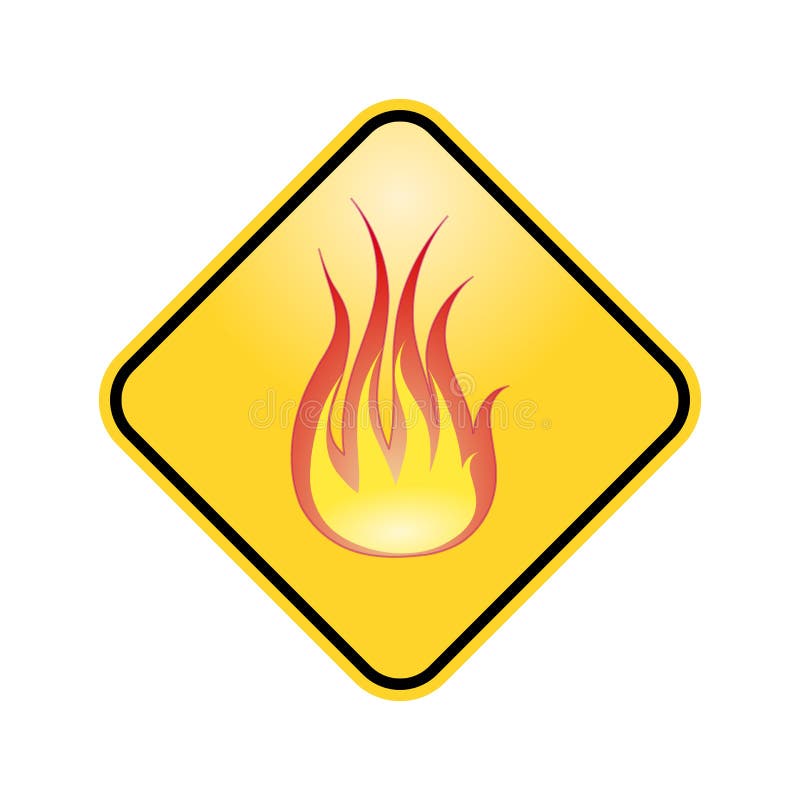Flammable Flame Sign on Yellow Triangle Board Stock Vector ...