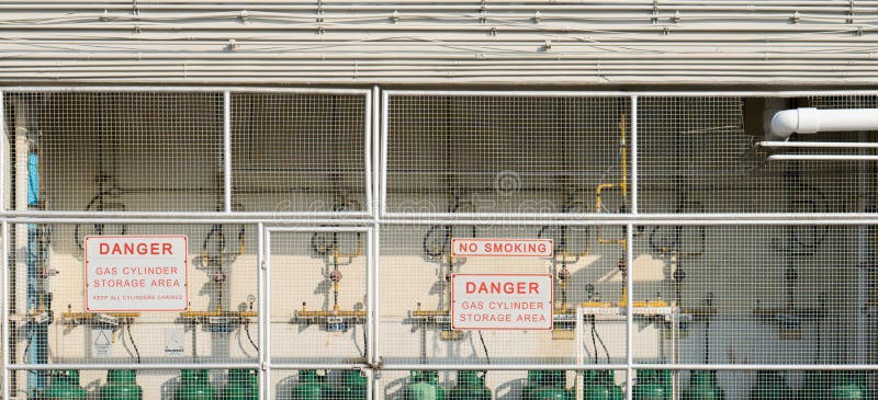 Flammable Gas Cylinder Storage Stock Image - Image of chemical, area ...