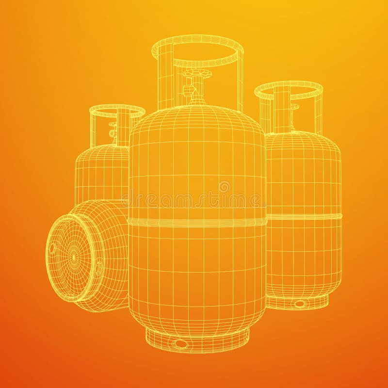Flammable Gas Tank Wireframe Stock Vector - Illustration of butane ...