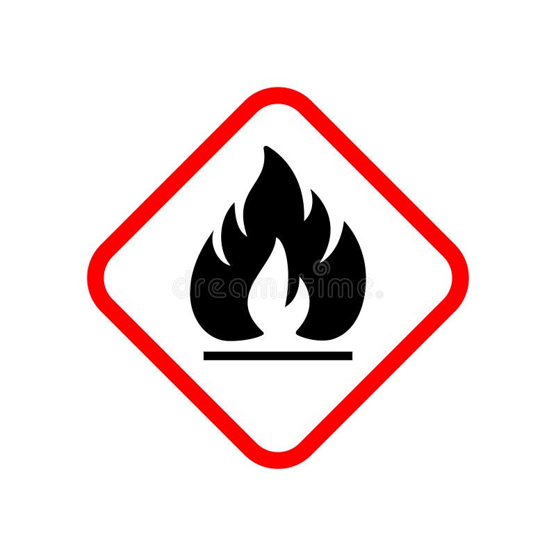 Flammable Material Warning Glyph Symbol Isolated on White Stock Vector ...