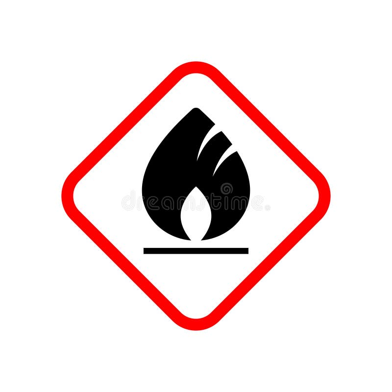 Flammable Material Warning Glyph Symbol Isolated on White Stock Vector ...