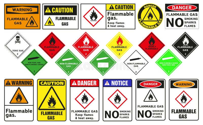 Flammable, Non-flammable, Non-toxic Gases and Poisonous Gases Stock ...
