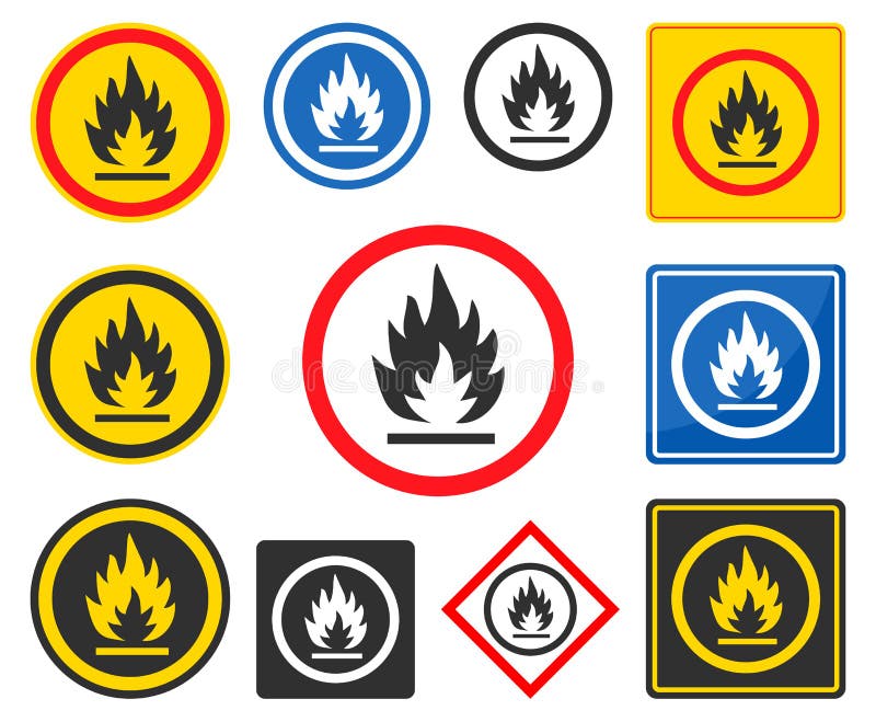 Flammable Packaging Icon. Flame Fire Logo Symbol. Warning Danger Sign ...