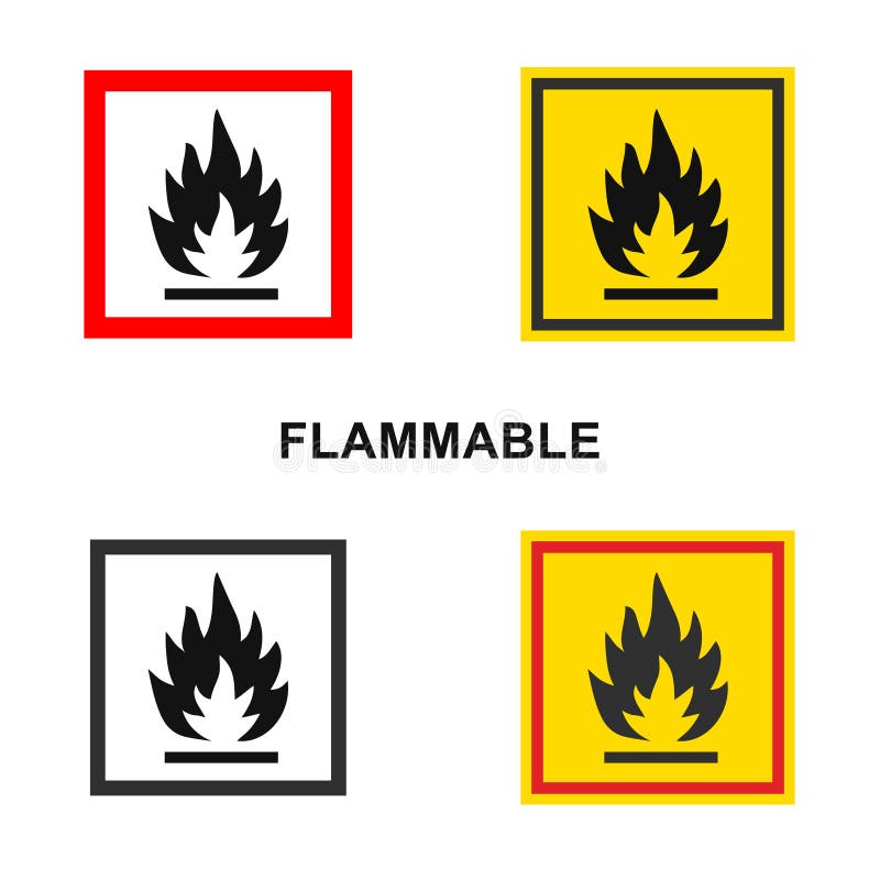 Flammable Packaging Icon. Flame Fire Logo Symbol. Warning Danger Sign ...