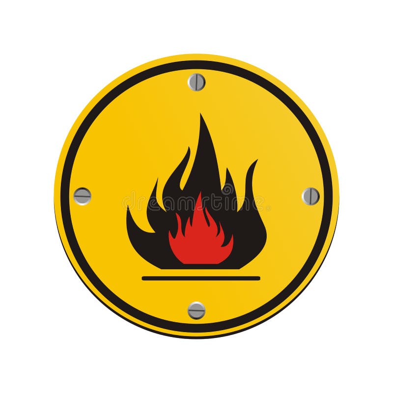 Flammable Round Yellow Sign Stock Illustration - Illustration of beware ...