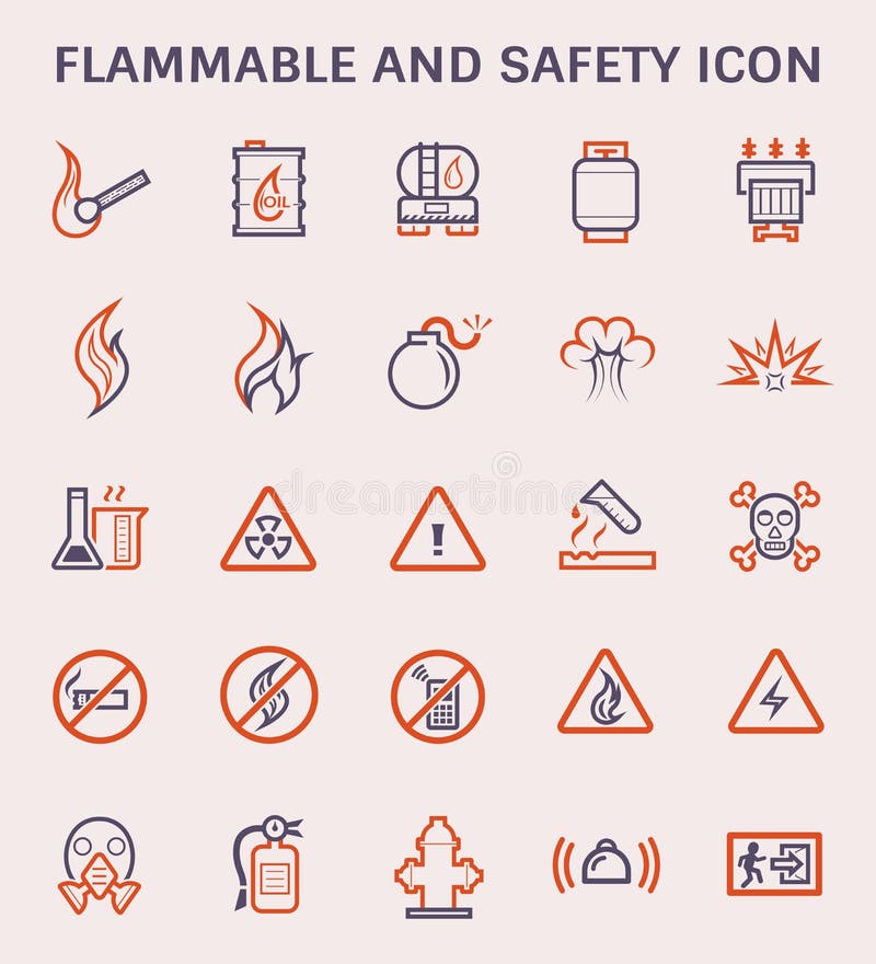 Flammable and safety icon stock vector. Illustration of chemistry ...