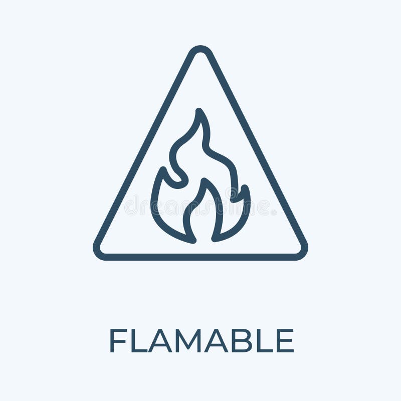 Flammable Sign Icon in Triangle Editable Stroke Thin Vector Line Icon ...