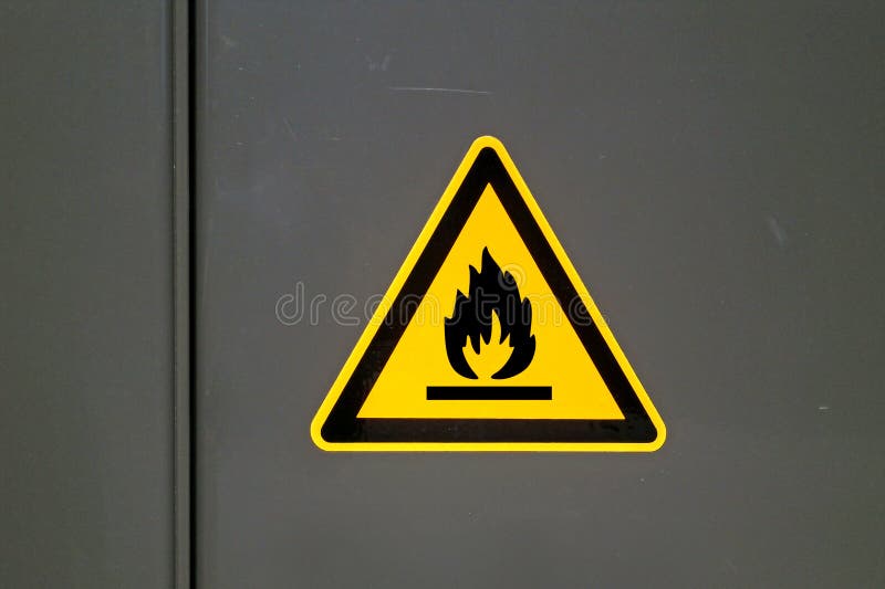 Flammable Sign on a Metal Door Stock Photo - Image of problems, symbol ...