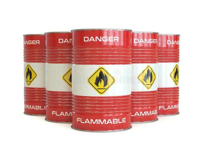 Flammable Substance Red Barrels with Flammable Symbol 3d Rendering ...