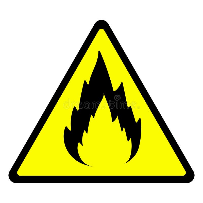 Flammable Substances Sign.Isolated Flammable Materials Symbol on Yellow ...