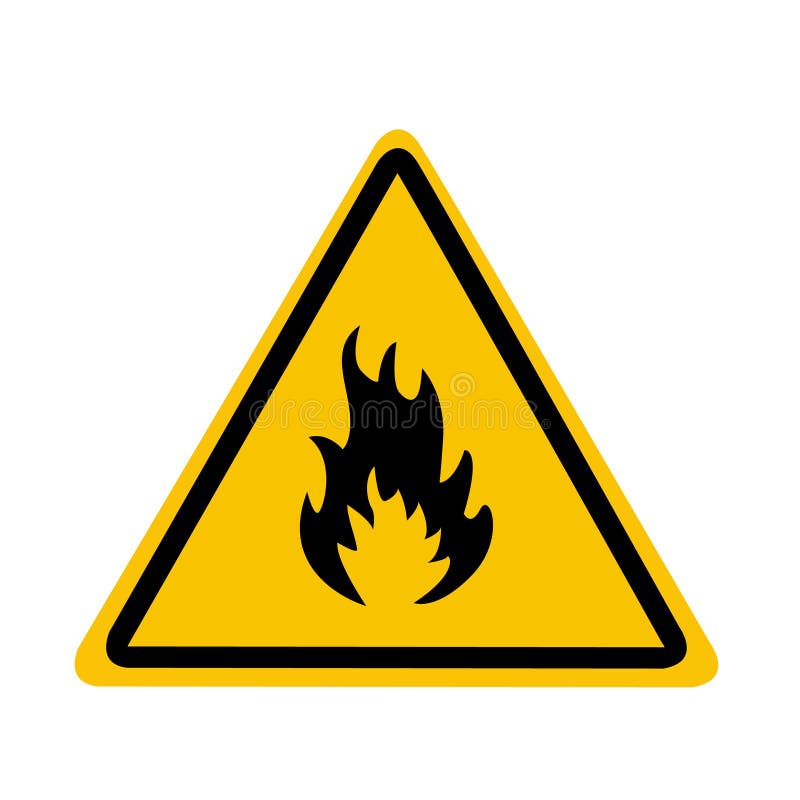 Flammable Substances Sign. Yellow Triangle with Flame Inside Stock ...