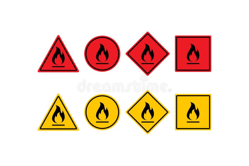 Flammable Warning Sign Icon. Danger and Fire Sticker Symbol. Sign ...