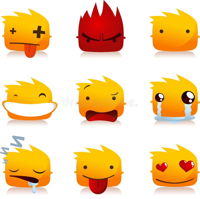 Feuer-smiley eingestellt vektor abbildung. Illustration von verärgert ...